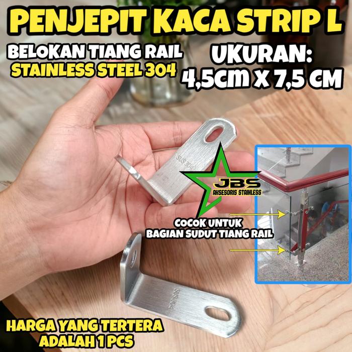 Jual PENJEPIT KACA STRIP L/BELOKAN TIANG (4,5X7,5CM) STAINLESS SS 304 ...