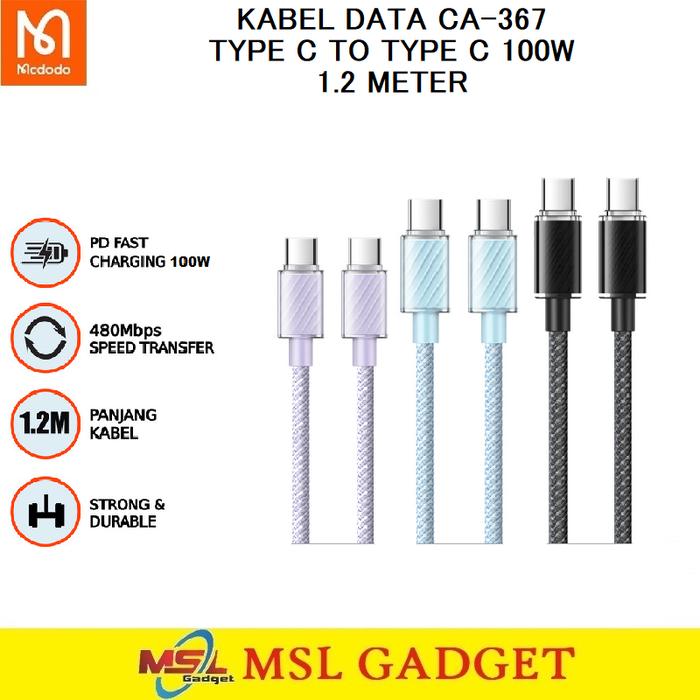 Jual Mcdodo Kabel Data Type C to Type C 100W 5A Super Fast Charging CA ...