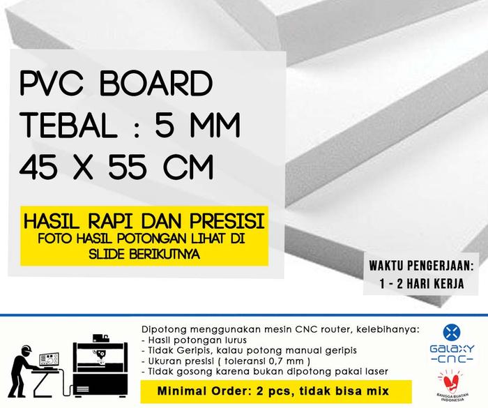 Jual PVC Board / Papan PVC putih - 45 x 55 cm - Tebal 5 mm - Kota ...