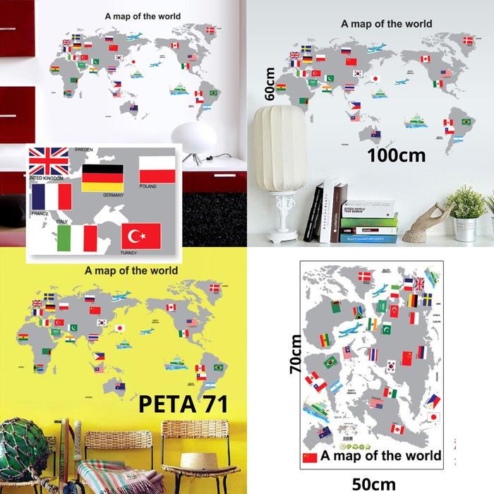 Jual WALLSTICKER STICKER STIKER DINDING TEMBOK GAMBAR PETA MAP DUNIA ...