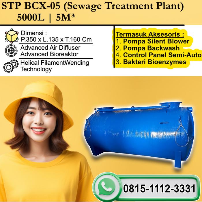 Jual TANGKI IPAL FIBER HORIZONTAL SILINDER 5000 LITER 5M3 / BIOTANK ...