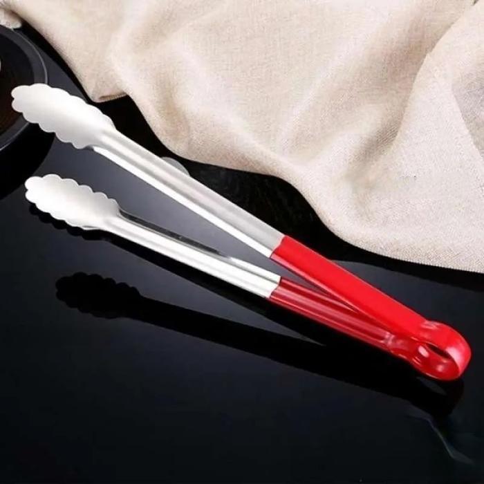 Jual Tongs Stainless Handle Merah / Capitan Makanan Stainless Steel ...