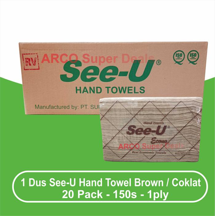 Jual 1 DUS Tissue See-U Hand Towel Brown Tisu Serbaguna Coklat isi 20 ...