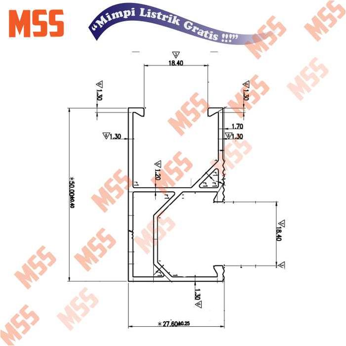 Jual Aluminium Rail PV Mounting 5528, Solar Modul / Panel, P 330cm, T 1 ...