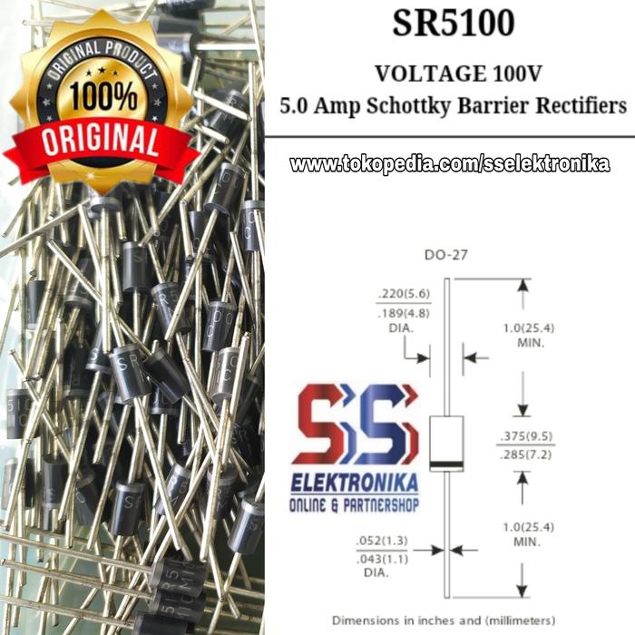 Jual Dioda Diode Schottky Original SR5100 5A 100V Rectifier Barrier ...