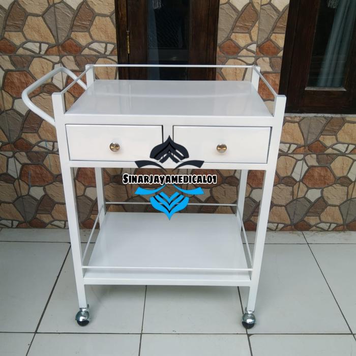 Jual Trolly instrumen 2 laci besi / Trolly instrumen besi / Trolly besi ...