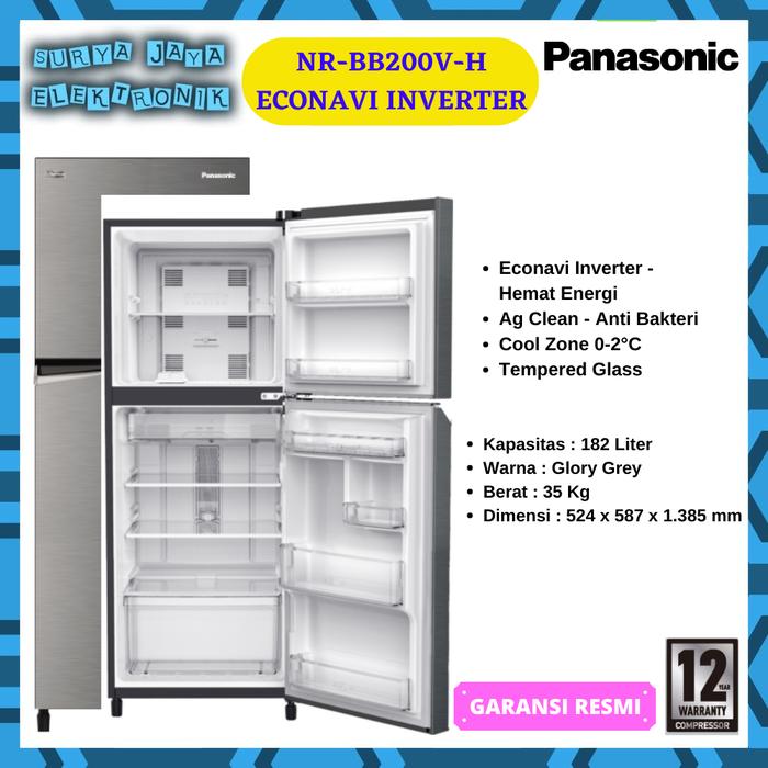 Jual KULKAS PANASONIC NR-BB200V-H, 200 VH 2 PINTU ECONAVI INVERTER ...