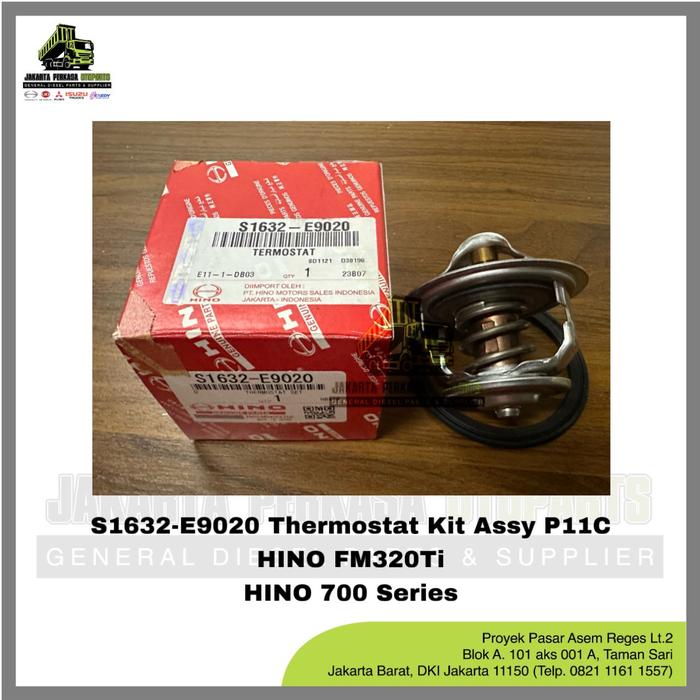 Jual S1632-E9020 THERMOSTAT KIT SET ASSY P11C HINO FM320TI HINO 700 ...