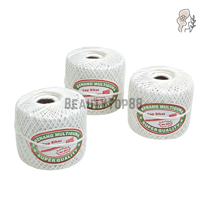 Jual Benang Kasur Rami Cap Sikat / Tali Bangunan Bendera Warna Putih ...