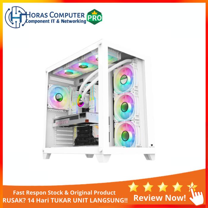 Jual Case 3POWER UP RAPTOR ULTIMATE WHITE Micro ATX Glass USB 3.0 + 4 ...