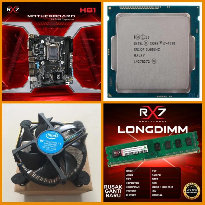 Jual PAKETAN MOBO H81 | I7 4790 + FAN | RAM DDR3 8GB LGA 1150 - Jakarta ...