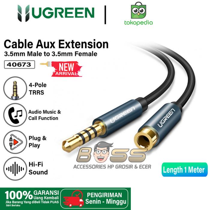Jual UGREEN Kabel Aux Audio Extension 3.5mm TRRS Male to Female 40673 ...
