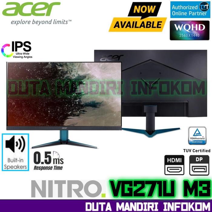 Promo Acer Nitro VG271U M3 27" Inch - 2K WQHD IPS 180Hz 0.5ms Monitor ...