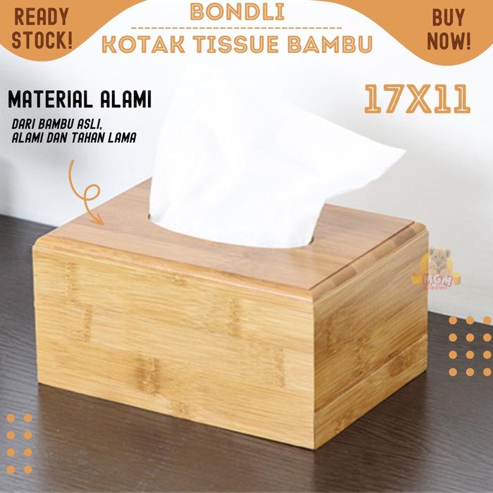 Jual Bondli kotak tisu bambu asli 17x11 cm tempat tissue kayu asli ...