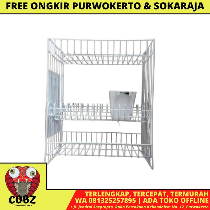 Jual 3 SUSUN/ MELIN Rak Dapur Tempat Piring Gelas Wiremesh SS Putih Set ...