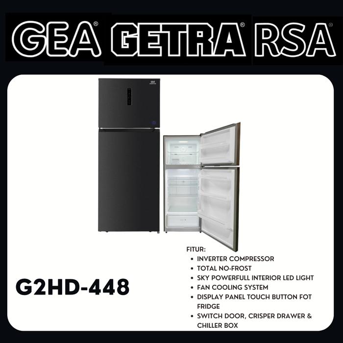 Jual KULKAS 2 PINTU GEA INVERTER G2HD 448 BLACK INOX HOME REFRIGERATOR ...