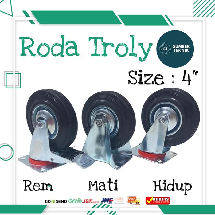 Jual Roda Troli Trolley Etalase Gerobak Karet 4 Inch Only Hidup Mati ...