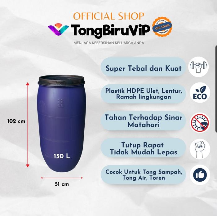 Promo 150L Tong Biru / Tong Sampah / Gentong Air/Drum murah & serbaguna ...
