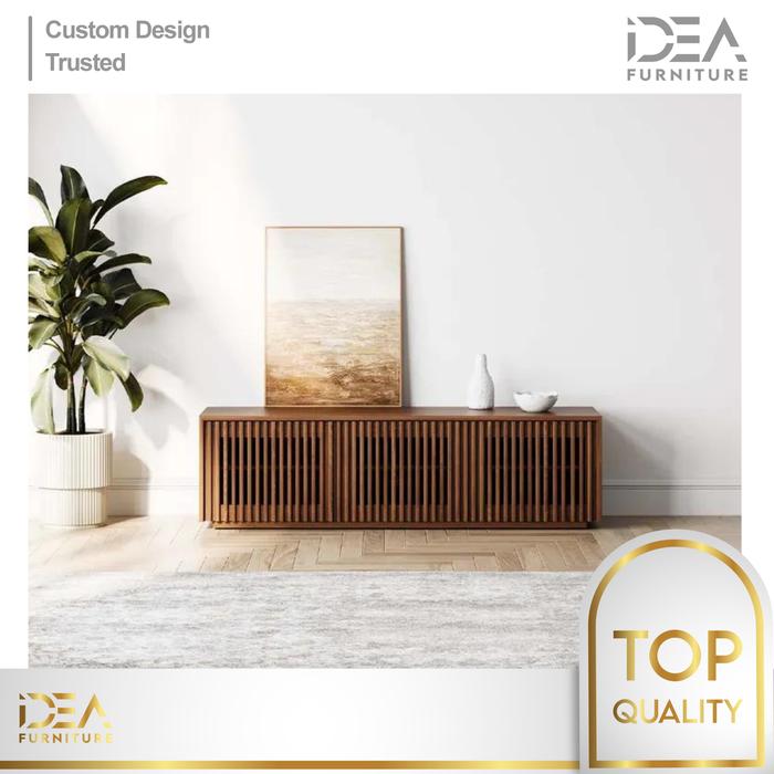 Jual Meja Tv Stand Minimalis Modern Kayu Jati Solid 150x40x42 cm Walnut ...