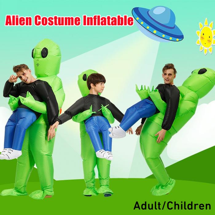 Jual Alien Hijau Membawa Kostum Manusia Yang Lucu Dan Meledakkan Kostum Cos - Adult 150-190cm Di ...