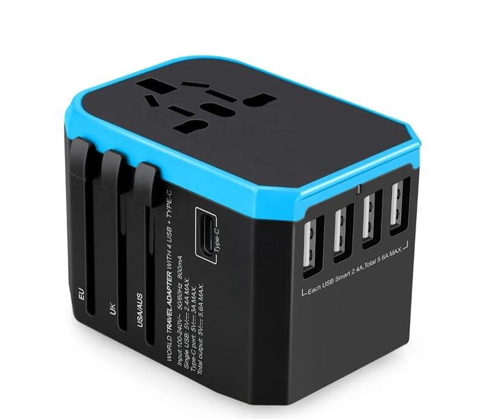 Jual universal travel adaptor and charger + 5 port usb fast charging - Biru - Kab. Tangerang ...