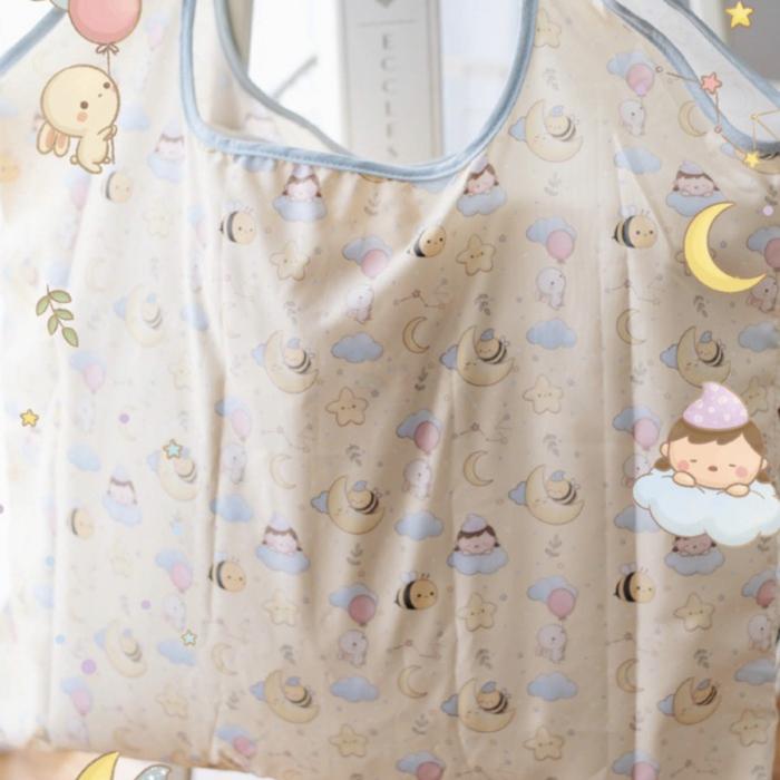 Jual The Overtee x Sally & Piper - Mujigae Foldable Groceries Bag - Sky ...