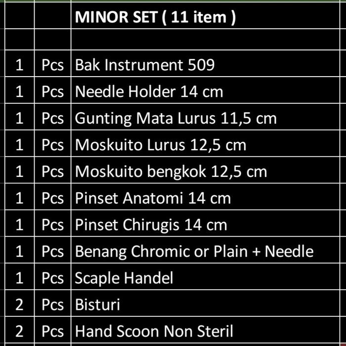 Jual Minor Set 11 Item / Set Minor / Alat Operasi / Alat Bedah Minor Di ...