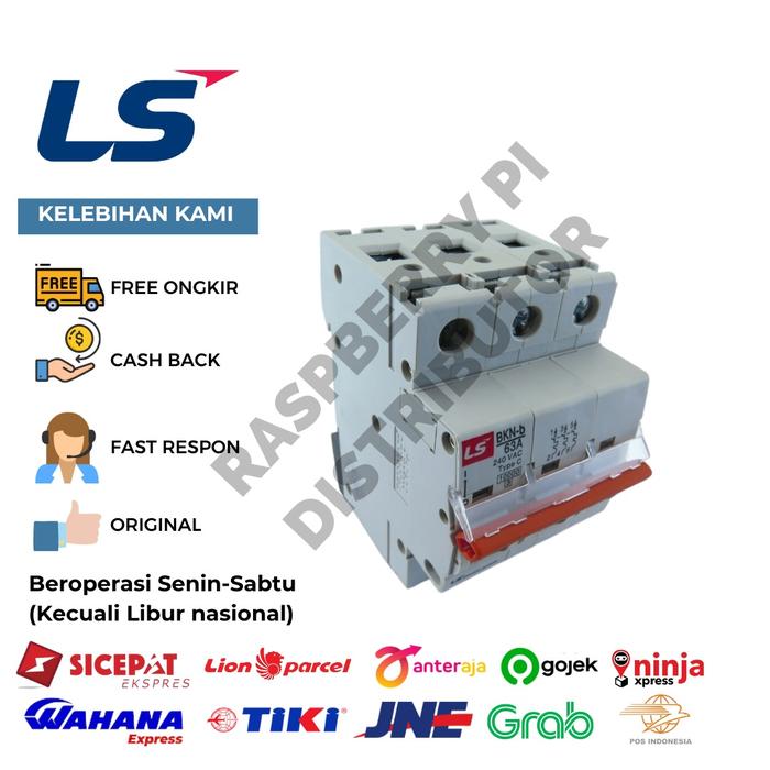 Jual MCB LS BKNB 3 POLE 10KA 63A (AMPERE) / MCB LS BKNB-3P-C63 3PHASE SNI - Jakarta Barat ...