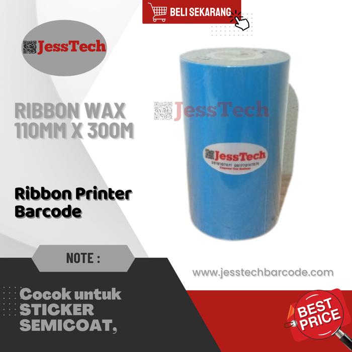 Jual JESSTECH RIBBON BARCODE PRINTER LABEL WAX 110x300 m 11x300m 110 x ...