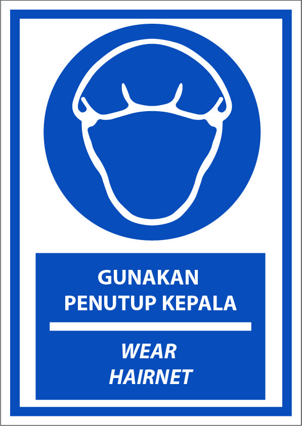 Jual Sign Akrilik K3 Gunakan Penutup Kepala (2 Bahasa) ukuran A3 ...