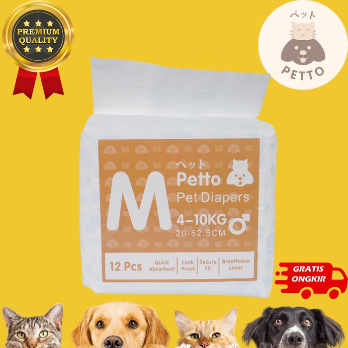 Jual Petto Popok Anjing Jantan Dog Male Diapers M Sekali Pakai 12pcs ...