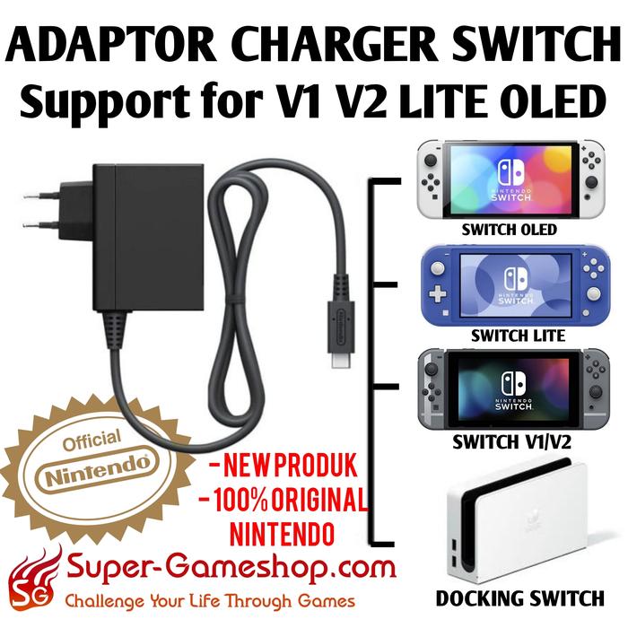 Jual Adaptor Charging Nintendo Switch Oled Lite V1 V2 Adaptor Charger ...