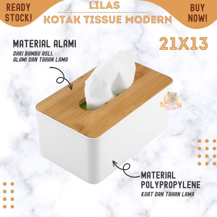 Jual lilas kotak tisu bambu tutup 21x13cm panjang tempat tissue roll ...