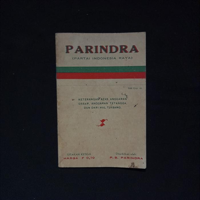 Jual Buku PARINDRA: KETERANGAN AZAS, AD/ART, DAN DARI HAL TJABANG ...