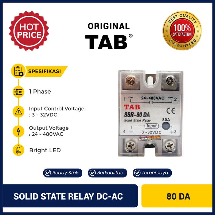 Jual Solid State Relay 1 Phase SSR-80DA TAB - 1 Phase DC-AC 80 Ampere - Jakarta Pusat ...