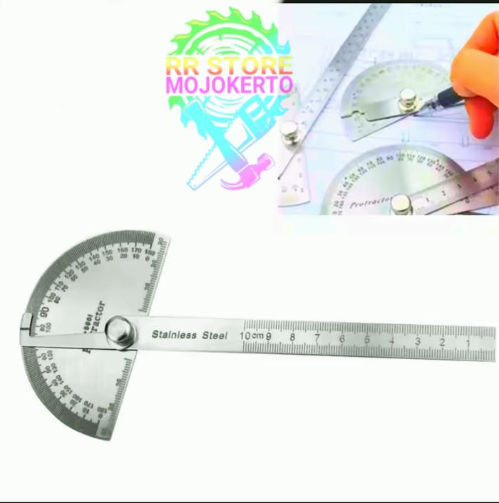 Jual Penggaris Busur Derajat / Sudut Besi / Stainless Steel Protractor ...