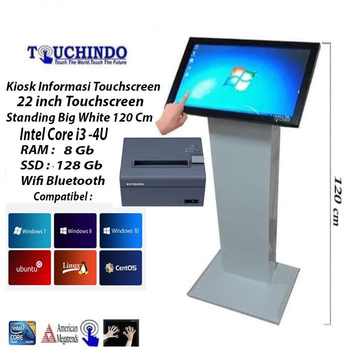 Jual Kiosk AIO i3 Touchscreen 22 inch Standing Big White + Printer ...