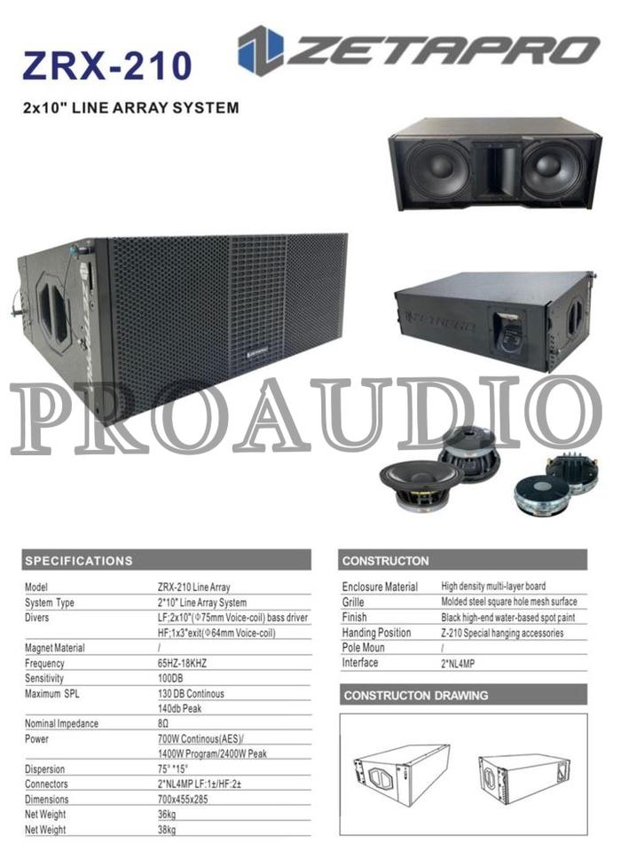 Jual Speaker Line Array 2 x 10 Inch Zetapro ZRX 210 / ZRX210 Original - Kota Medan - Proaudio ...