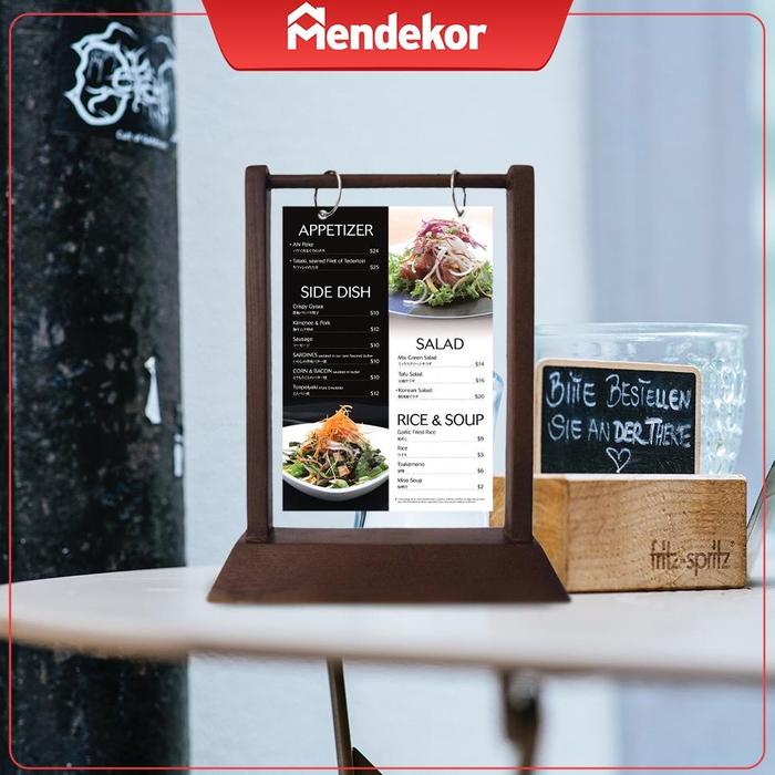 Jual Tempat Brosur Gantungan Menu Meja Hanging Kertas A5 Ring Kayu ...