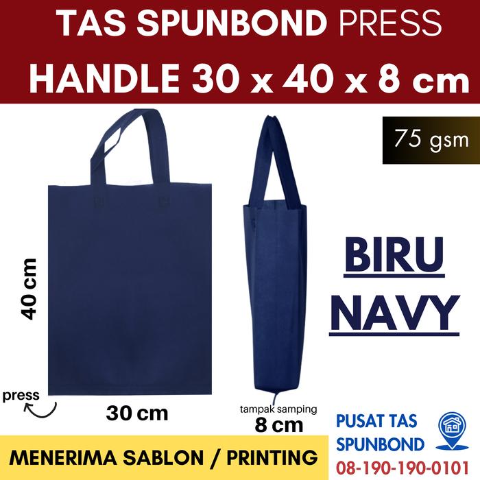 Jual TAS SPUNBOND 30x40x8 cm BIRU NAVY | Terima Sablon | Tas Promosi ...