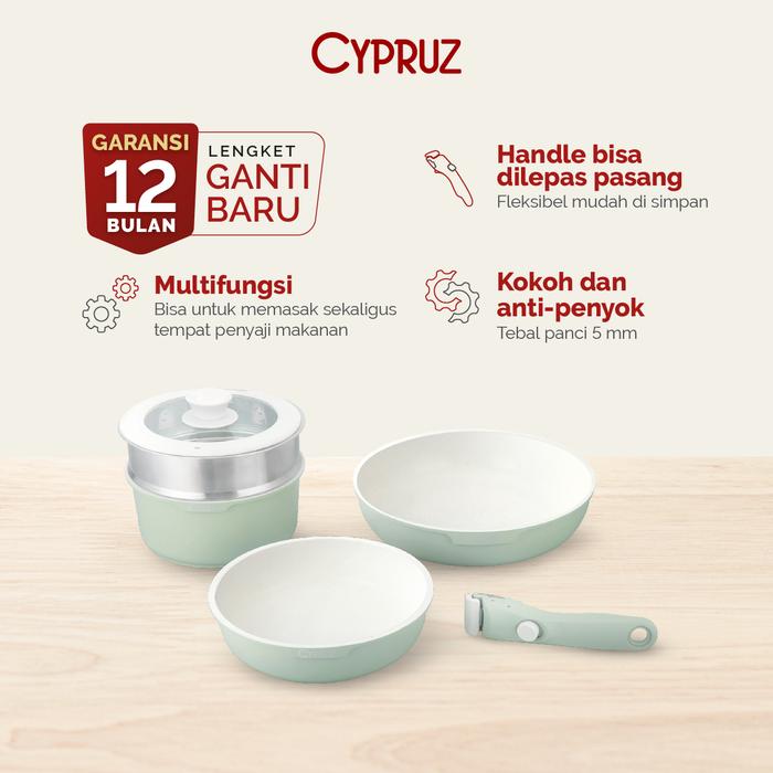 Promo Cypruz Cookware Set Granit Wajan Anti Lengket 4pcs Gagang Bisa ...