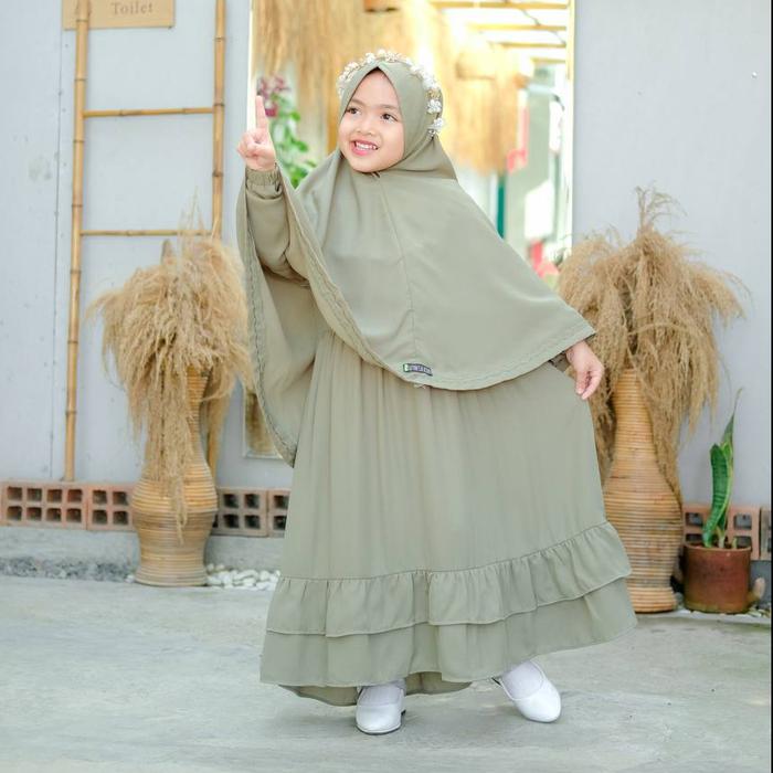 Jual Halwa Set - Gamis Syari Anak Muslimah Usia 2 - 11 Tahun - Sage ...
