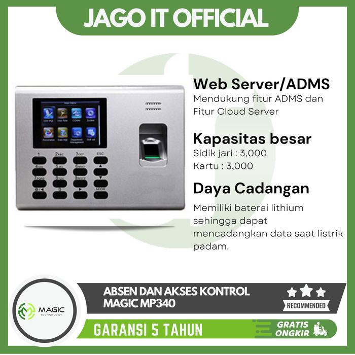 Jual Mesin Absensi dan Akses ZKTeco Magic MP340 | K40 Pro - Jakarta ...