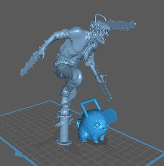 Jual Figure Chainsaw Man Denji & Pochita Miniatur Display Anime Resin ...