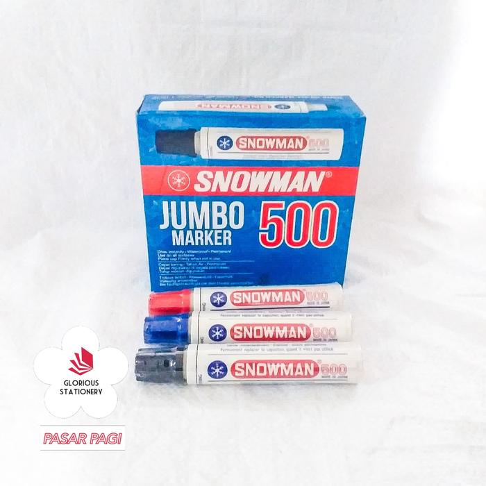 Jual spidol permanen jumbo 500 merk Snowman - Merah, 1 pcs - Jakarta ...