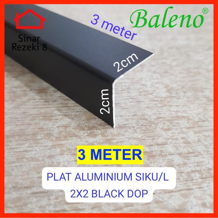 Jual Plat Aluminium Siku L HITAM Doff 20 x 20 Baleno / List Edging Lis ...
