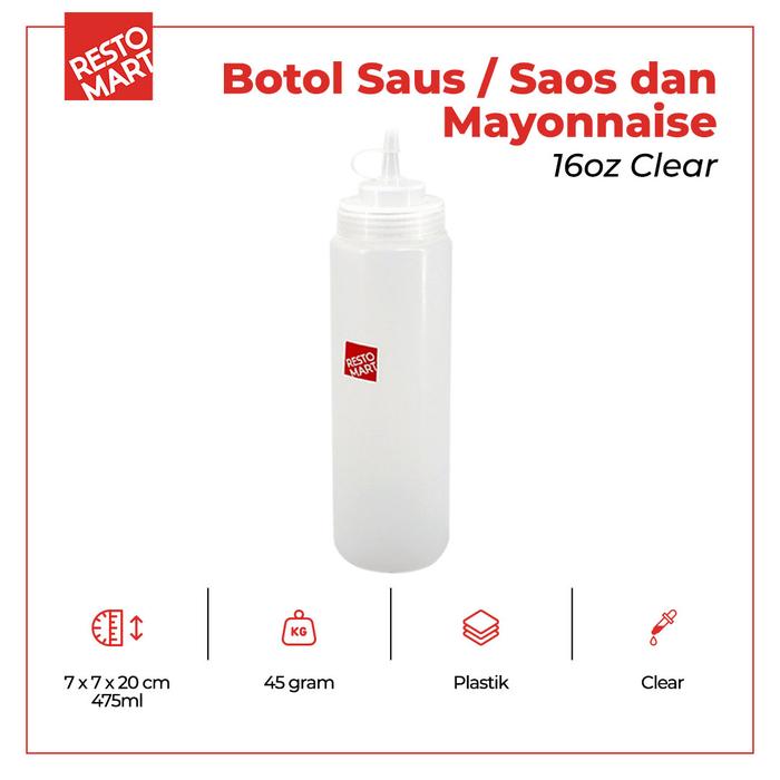 Promo Botol Saus / Saos dan Mayonnaise RESTOMART 16oz Clear (2034016 ...