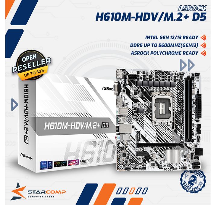 Promo ASROCK H610M-HDV/M.2+ D5 Mobo Intel H 610 M LGA 1700 DDR5 Micro ...