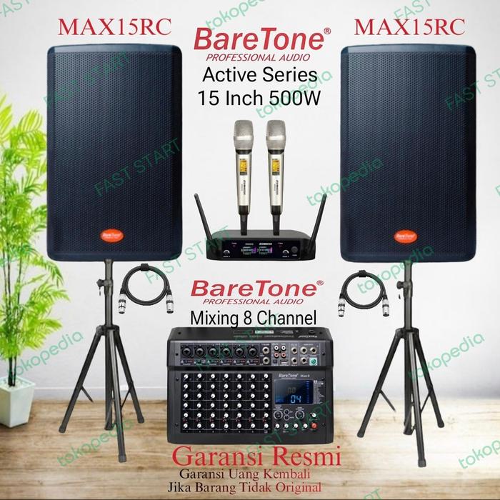 Jual Paket Sound System Speaker Aktif BareTone MAX15RC Mixer BareTone 8CH - Jakarta Barat - FAST ...