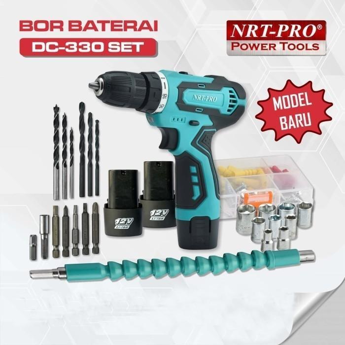 Jual Mesin Bor Baterai Cas Cordless 12V NRT-PRO DC 330 - 2 Battery Full ...